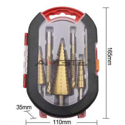 China 6PCS Titanium-Plated Step and Serrated Drill Bits Set the Perfect Tool for Woodworking Hole Opening and Slotting for sale