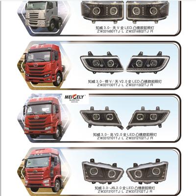 China China FAW Full LED Convex Mirror Headlights For Jiefang for sale