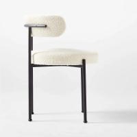 China Adjustable White Boucle Dining Chair with Metal Iron Legs Style Modern Kitchen Room Furniture for sale