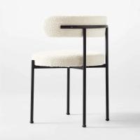 China Adjustable White Boucle Dining Chair with Metal Iron Legs Style Modern Kitchen Room Furniture for sale