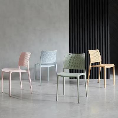 China Stackable Outdoor Dining Chair in Colorful PP Plastic Material for Modern Home Furniture W41.5*L55*H79 *SH45.5cm for sale