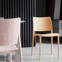 China Stackable Outdoor Dining Chair in Colorful PP Plastic Material for Modern Home Furniture W41.5*L55*H79 *SH45.5cm for sale