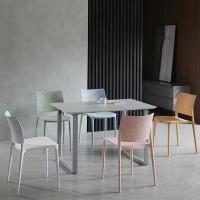 China Stackable Outdoor Dining Chair in Colorful PP Plastic Material for Modern Home Furniture W41.5*L55*H79 *SH45.5cm for sale
