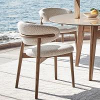 China Iron Light Wood Dining Chairs Upholstered Fabric Modern Wood Dining Chairs for sale