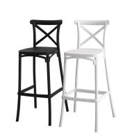 China PP Plastic Outdoor Bar Stools X Cross Back Stackable Polypropylene Bar Stools for sale