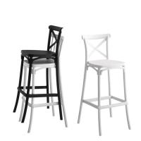 China PP Plastic Outdoor Bar Stools X Cross Back Stackable Polypropylene Bar Stools for sale