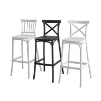 China PP Plastic Outdoor Bar Stools X Cross Back Stackable Polypropylene Bar Stools for sale