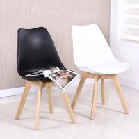 China Yellow Upholstered Leather Dining Chairs PP Plastic Modern Dining Chairs With Wood Legs for sale
