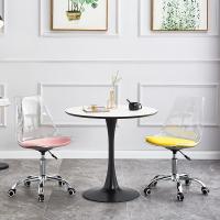 China Modern Apartment Clear Acrylic Swivel Chair Metal Base And PP Plastic Cushion for sale