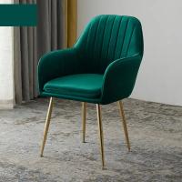 China Yellow Upholstered Dining Chair Modern Velvet Fabric Dining Chair With Gold Metal Leg for sale