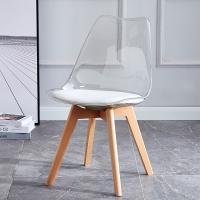 China Transparent Plastic Tulip Dining Table Chairs PU Cushion Beech Wood Legs for sale