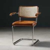 China Mid Century Modern Rattan Dining Chairs Metal Frame Cane Rattan Dining Chair for sale