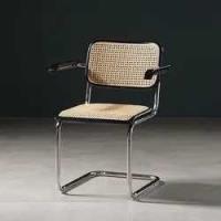 China Mid Century Modern Rattan Dining Chairs Metal Frame Cane Rattan Dining Chair for sale