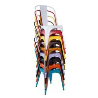 China Household Stackable Metal Dining Chair Orange Vintage Metal Bistro Chairs for sale