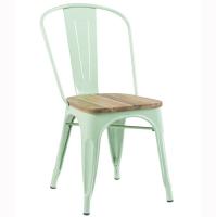 China White Cafe Tolix Dining Chair Stackable Metal Restaurant Chairs With Wooden Seat for sale