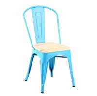 China White Cafe Tolix Dining Chair Stackable Metal Restaurant Chairs With Wooden Seat for sale
