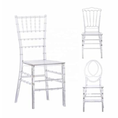 China PC / PP Plastic Rental Transparent Crystal Napoleon Acrylic Wedding Clear Chiavari Hotel Banquet Chairs for sale