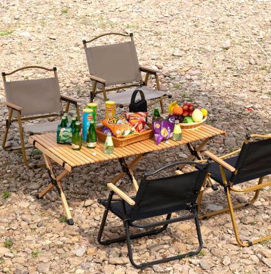 China Upgraded Lightweight Beech Armrest Portable Metal Folding Camping Fishing Chair for sale