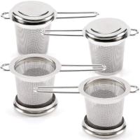 China Stainless Steel Long Handled Tea Strainer 7.5x9cm with 2-2000μm Filter Precision for Loose Leaf Tea for sale