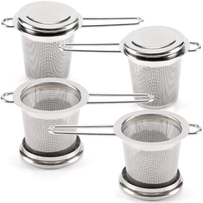China Stainless Steel Long Handled Tea Strainer 7.5x9cm with 2-2000μm Filter Precision for Loose Leaf Tea for sale