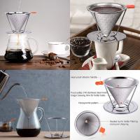 China Stainless Steel V60 Pour Over Coffee Filter with 0.3mm Aperture and 1-200 Micron Filtration for sale