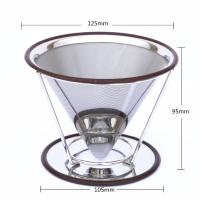 China Stainless Steel V60 Pour Over Coffee Filter with 0.3mm Aperture and 1-200 Micron Filtration for sale