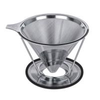China Stainless Steel V60 Pour Over Coffee Filter with 0.3mm Aperture and 1-200 Micron Filtration for sale