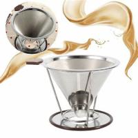 China Stainless Steel V60 Pour Over Coffee Filter with 0.3mm Aperture and 1-200 Micron Filtration for sale