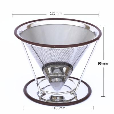 China Stainless Steel Pour Over Coffee Filter 0.3mm Mesh 5-600mm Diameter Reusable Dripper for sale