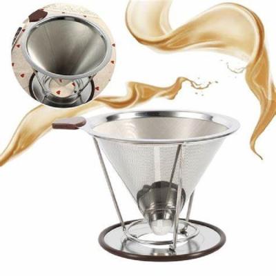 China Custom Double Layer V60 Metal Coffee Dripper with Stand - 5-600mm Diameter, 1-635 Mesh Filtration for sale