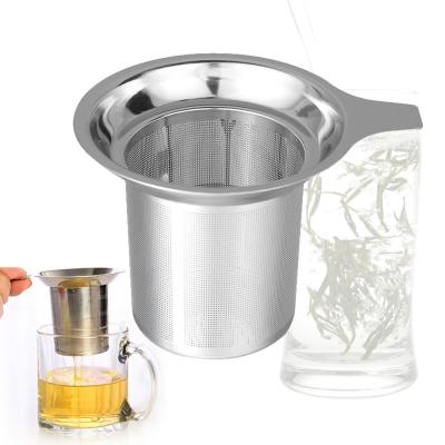 China Stainless Steel Tea Coffee Infuser with 0.025-2.5mm Fine Mesh Filters and Double Handles 7.5x9cm Size for sale