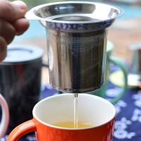China Stainless Steel Tea Coffee Infuser with 0.025-2.5mm Fine Mesh Filters and Double Handles 7.5x9cm Size for sale