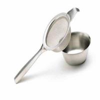 China Stainless Steel Tea Coffee Infuser with 0.025-2.5mm Fine Mesh Filters and Double Handles 7.5x9cm Size for sale