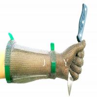 China 22cm Long Sleeve Stainless Steel Chain Mail Glove Cut Resistant 316L Metal Mesh Glove for sale