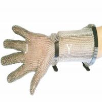 China 22cm Long Sleeve Stainless Steel Chain Mail Glove Cut Resistant 316L Metal Mesh Glove for sale