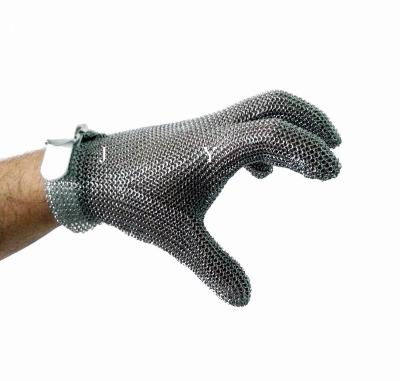 China Stainless Steel Chain Mail Mesh Butcher Glove Cut Resistant 316L 0.0197 Inch Wire for sale