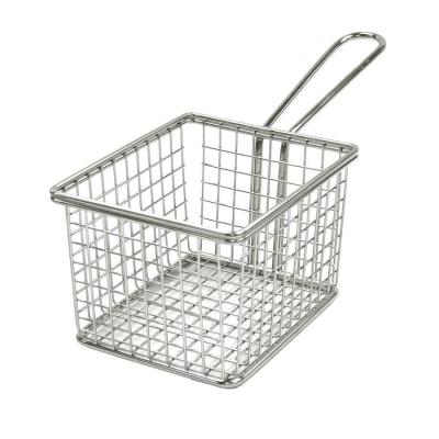 China Chrome Plated Iron Deep Frying Basket 85×110×100mm with Ø1.5/4mm Wire Mesh for Kitchen Use for sale