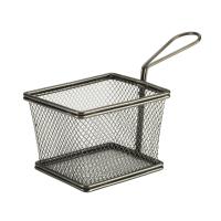 China Chrome Plated Iron Deep Frying Basket 85×110×100mm with Ø1.5/4mm Wire Mesh for Kitchen Use for sale