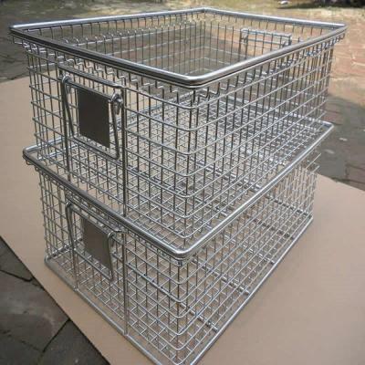 China Stainless Steel Round Storage Basket Dustbin with Lid AISI 304 0.5mm to 3mm Wire for sale