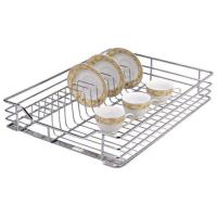 China Stainless Steel 304 Kitchen Wire Storage Dish Drawer Basket Pull Out Spice Rack 60x60mm for sale