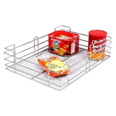 China Stainless Steel Kitchen Cabinet Drawer Pull Out Sliding Wire Basket 600-900mm Black Nano Coating for sale