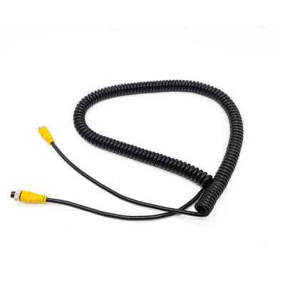 China 2-Conductor Coil Cord Retractable Spring Heavy Duty Extension Wire 3-15ft for Truck Bus for sale