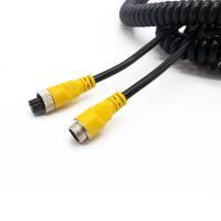 China Waterproof Retractable Coiled 4 Pin Aviation Extension Cable Shielded Spiral Spring Wire for Truck Trailer Camera Factory Custom for sale