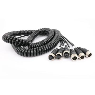 China Flexible Coiled Cable for Vehicle Camera Systems HD Signal 3 Camera Connectors for sale