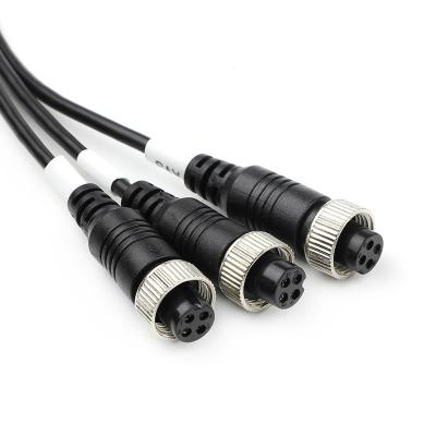 China 4 Pin Aviation Coiled Extension Cable 3 Male to 3 Female Spring Wire 8m for MDVR Cameras for sale