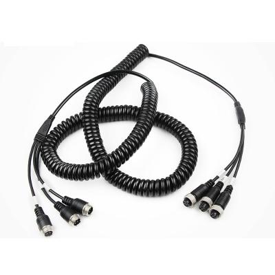 China Trailer Retractable Cable 4-Pin Aviation Plug 8M Heavy Duty TPU Sheath Coiled Wire for Semi-Trailer Monitoring System for sale