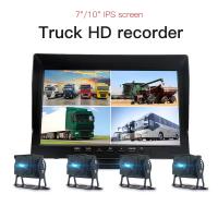 China 7 Inch 10 Inch Quad Split Screen Monitor 120 Degree Night Vision 4 Channel Reverse Camera DVR for sale