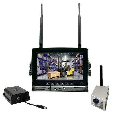 China Wireless Forklift Camera System 1080P AHD 4CH Display Magnetic Mount 360 Degree View DC 12V for sale
