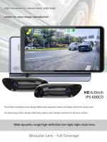 China Dual-Lens 1080P Electronic Rearview Mirror 6 Inch IP68 Waterproof Aluminum Body Car Camera for sale