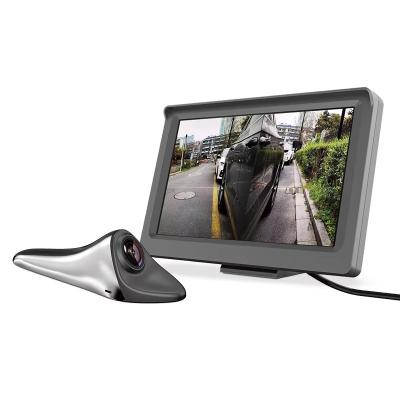 China 5 Inch Dual Screen Blind Spot Monitoring System with Shark Fin Side View Cameras and Turn Signal Trigger Safety Camera Kit for sale